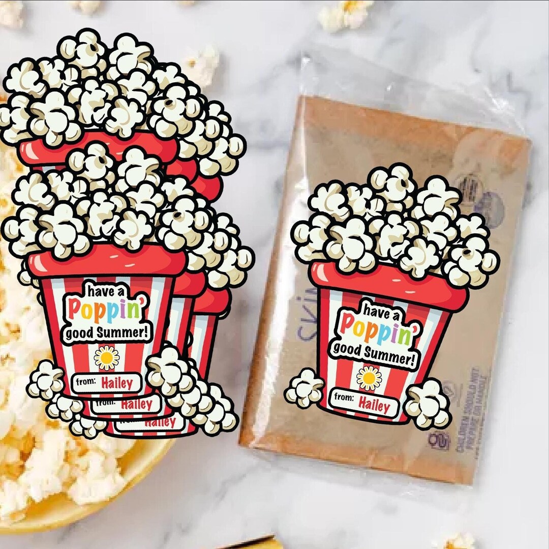 End of Year Popcorn Stickers, Happy Last Day of School Gifts, Class ...