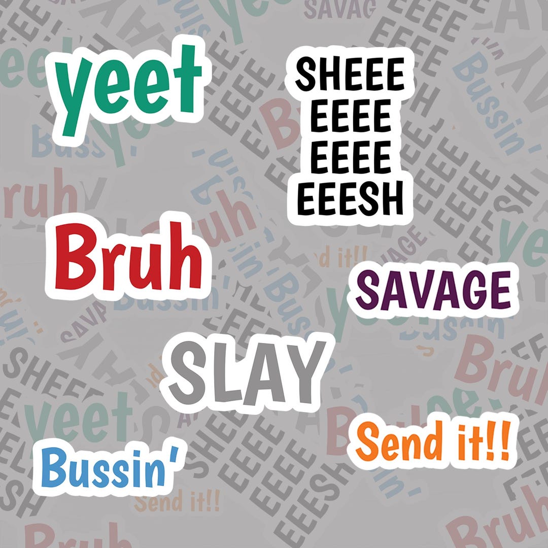 Teen Slang Sticker Pack of 7, Vinyl Stickers, Gen Z Quotes, Gen Alpha ...