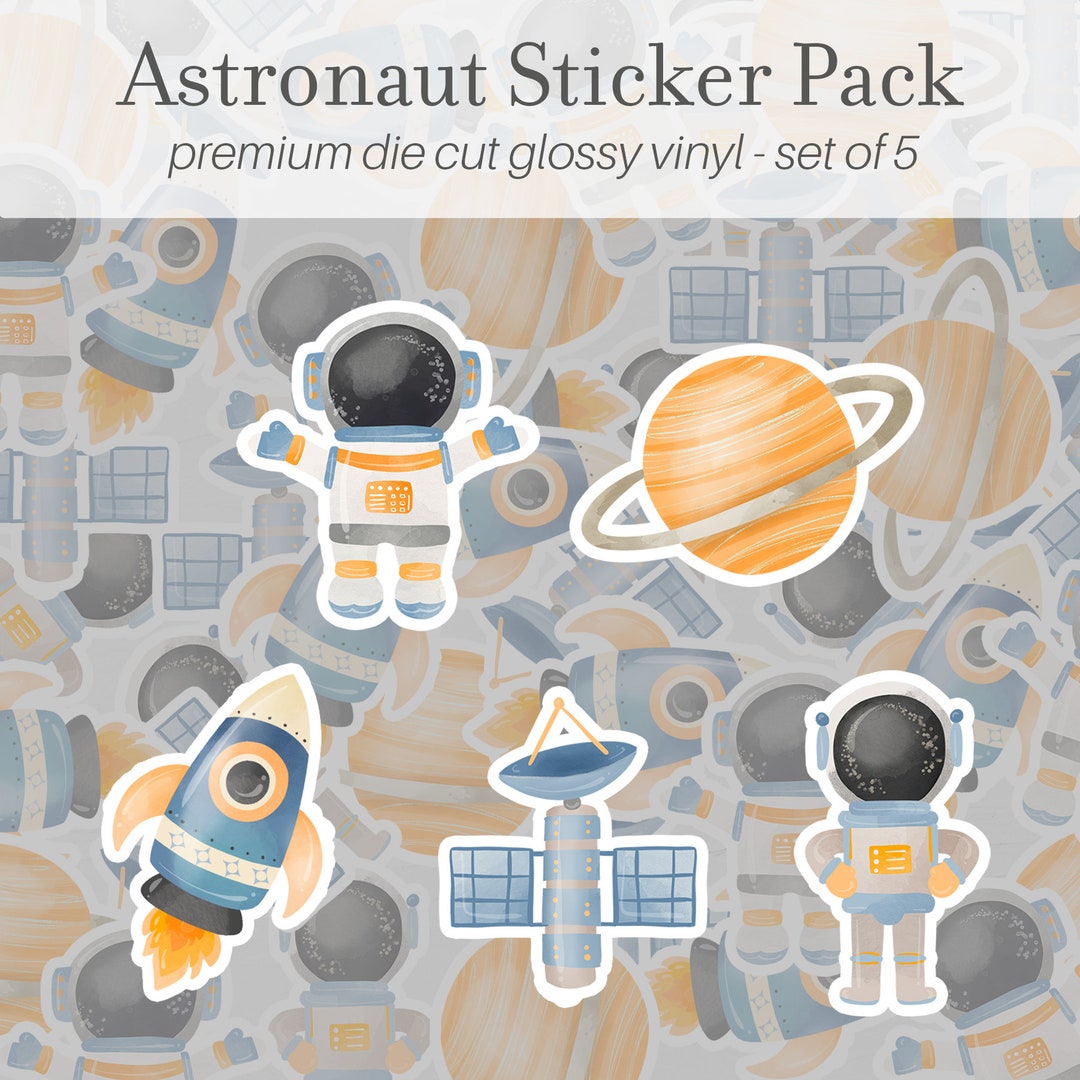 Outer Space Sticker Pack of 5, Vinyl Stickers, Astronaut Stickers, Cute ...