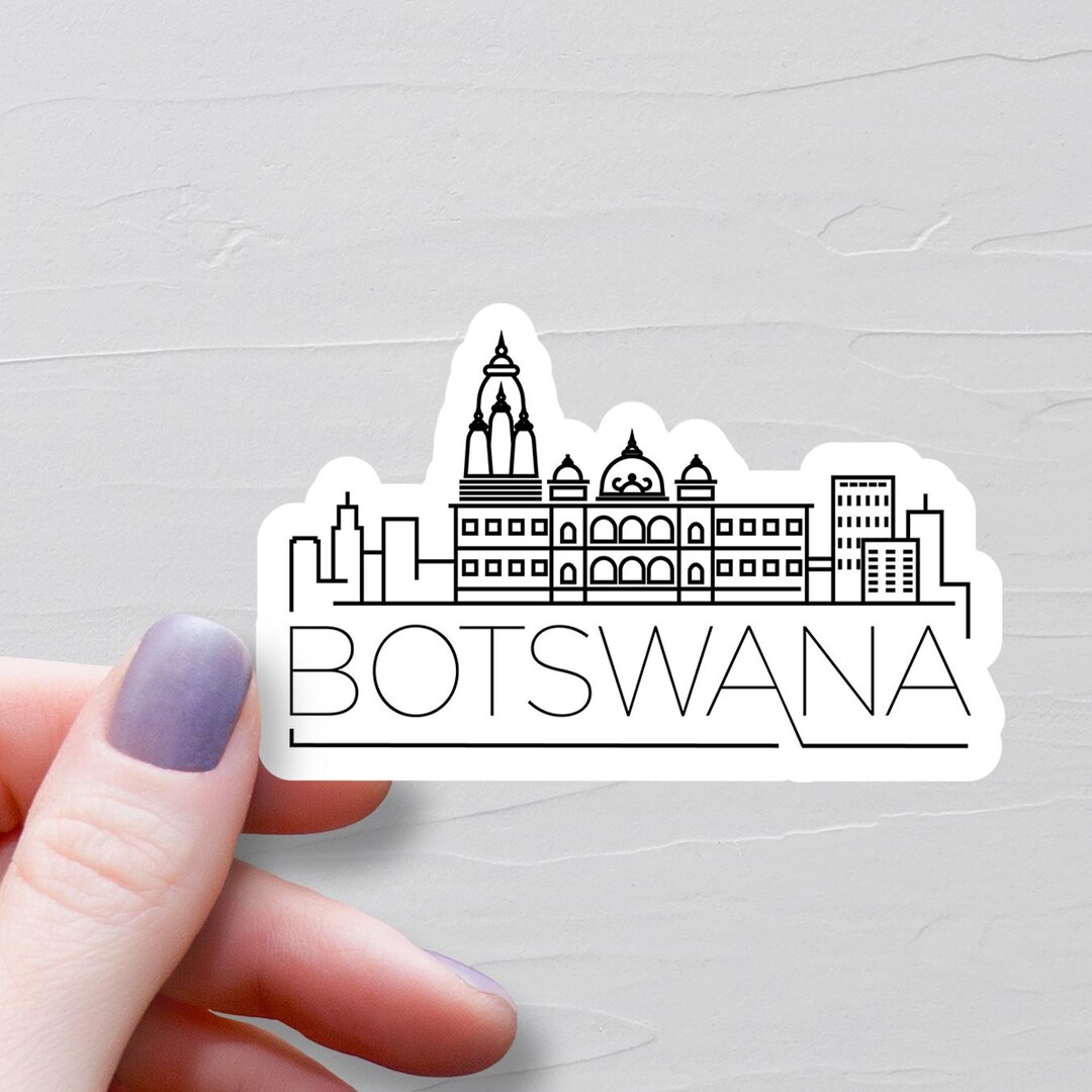 Botswana Sticker, Vinyl Travel Stickers, Botswana Landmarks Skyline ...