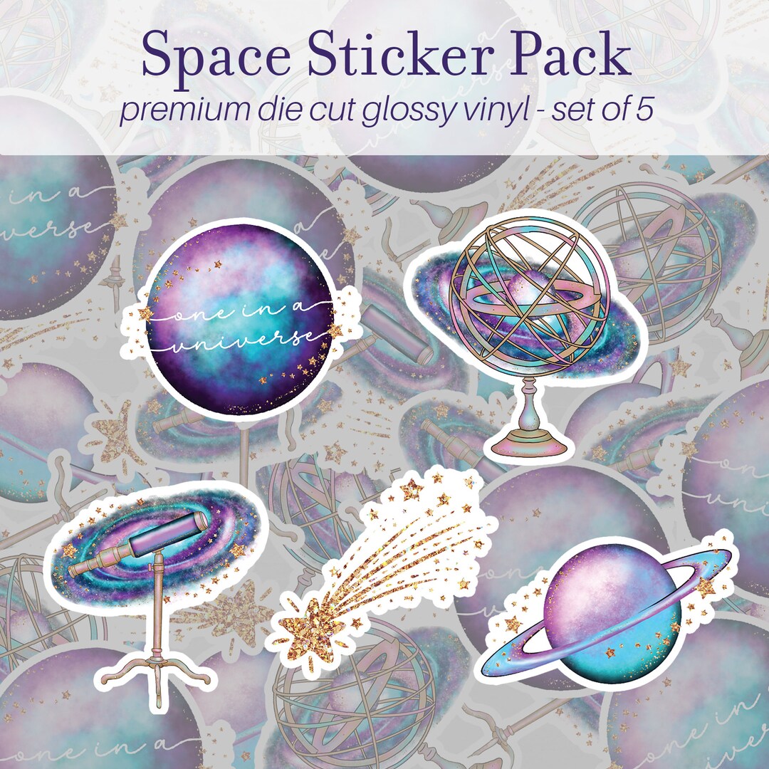 Outer Space Theme Sticker Pack of 5, Vinyl Stickers, Outer Space ...