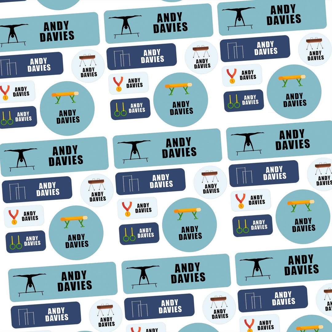Custom Gymnastics Name Stickers for Kids Teens Adults Waterproof Labels ...
