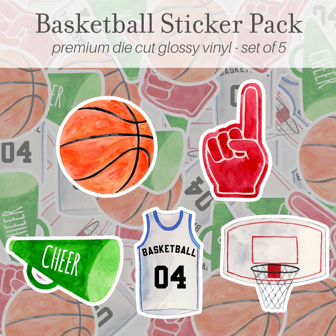 Basketball Sticker Pack of 5, Vinyl Stickers, Basketball Team Gifts ...