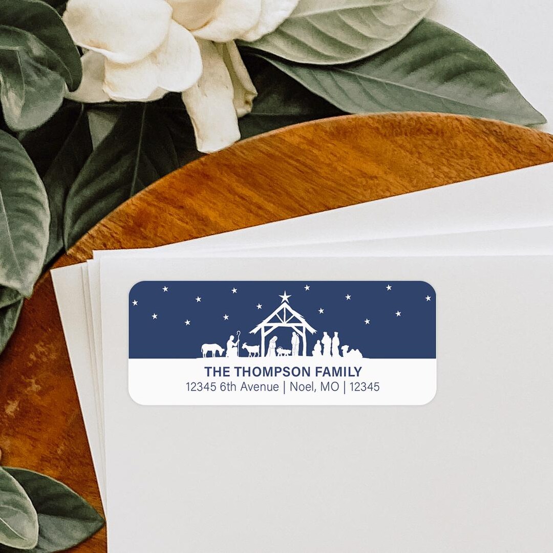 Personalized Christmas Address Labels, Nativity Scene, Religious ...