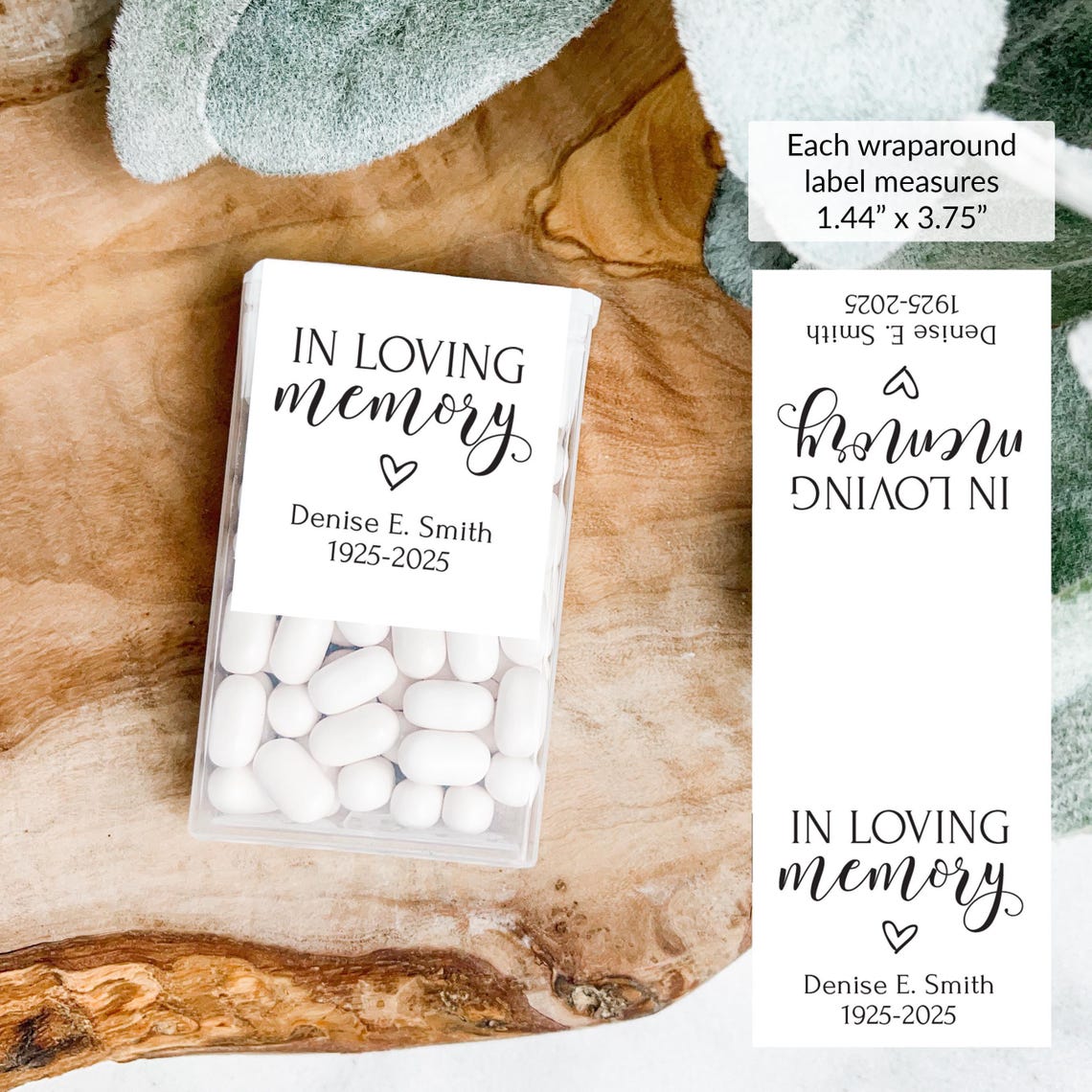 Celebration of Life Favors Mint Labels, in Loving Memory, Mint Funeral ...