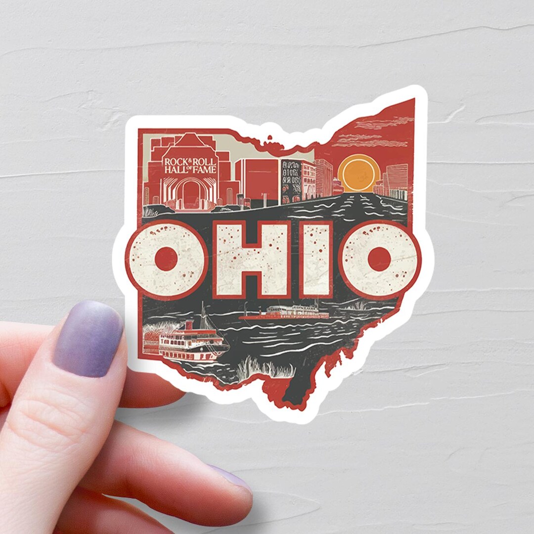 Ohio Sticker, Vinyl Stickers, Travel Stickers, Ohio Map Sticker, Ohio ...