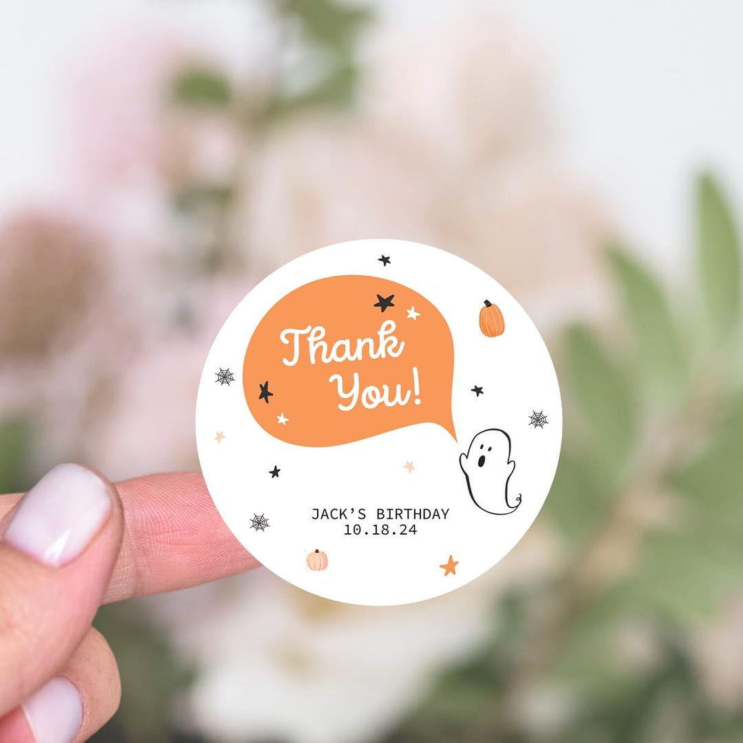 Halloween Birthday Thank You Stickers, Halloween Birthday Party Favor ...
