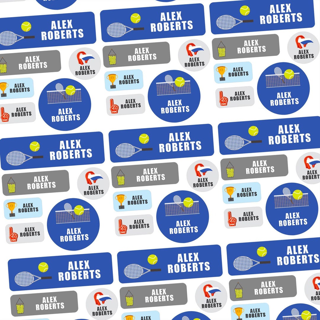 Custom Tennis Name Stickers for Kids Teens Adults Waterproof Labels for ...