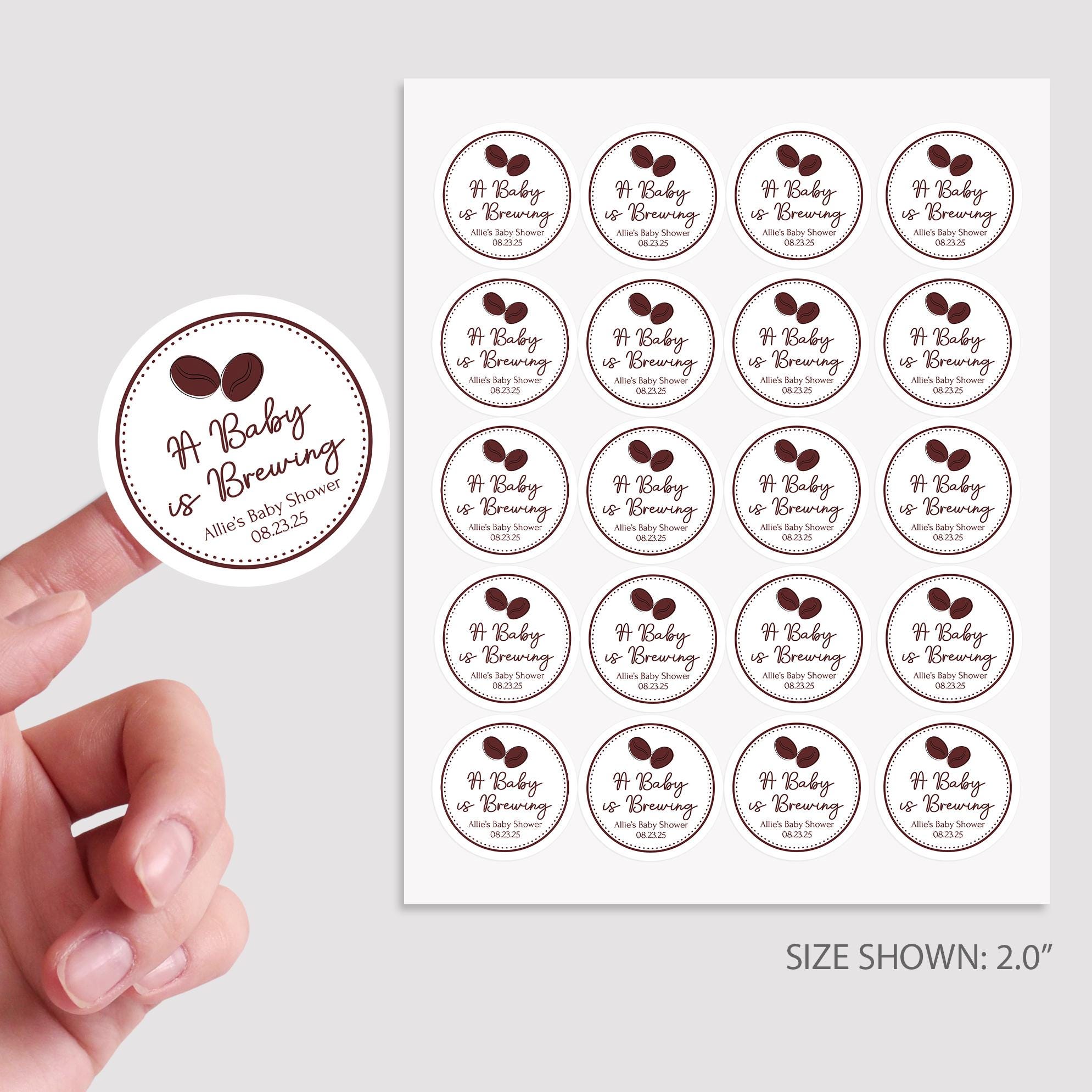 Coffee Baby Shower Favor Stickers, A Baby is Brewing Stickers, Baby ...