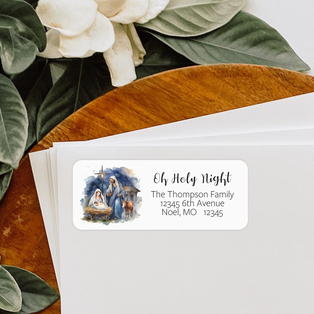 Personalized Christmas Address Labels, Nativity Scene, Religious ...