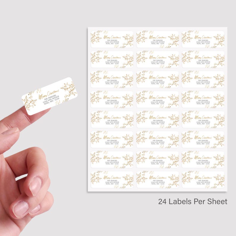 Personalized Christmas Address Labels, Traditional Gold Leaf, Holiday ...