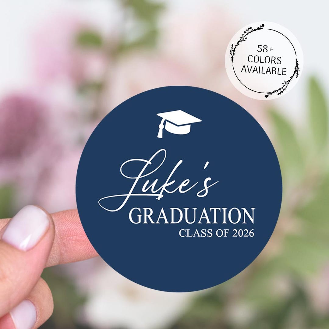 Graduation Party Favors Labels, Round Graduation Stickers, Vinyl ...