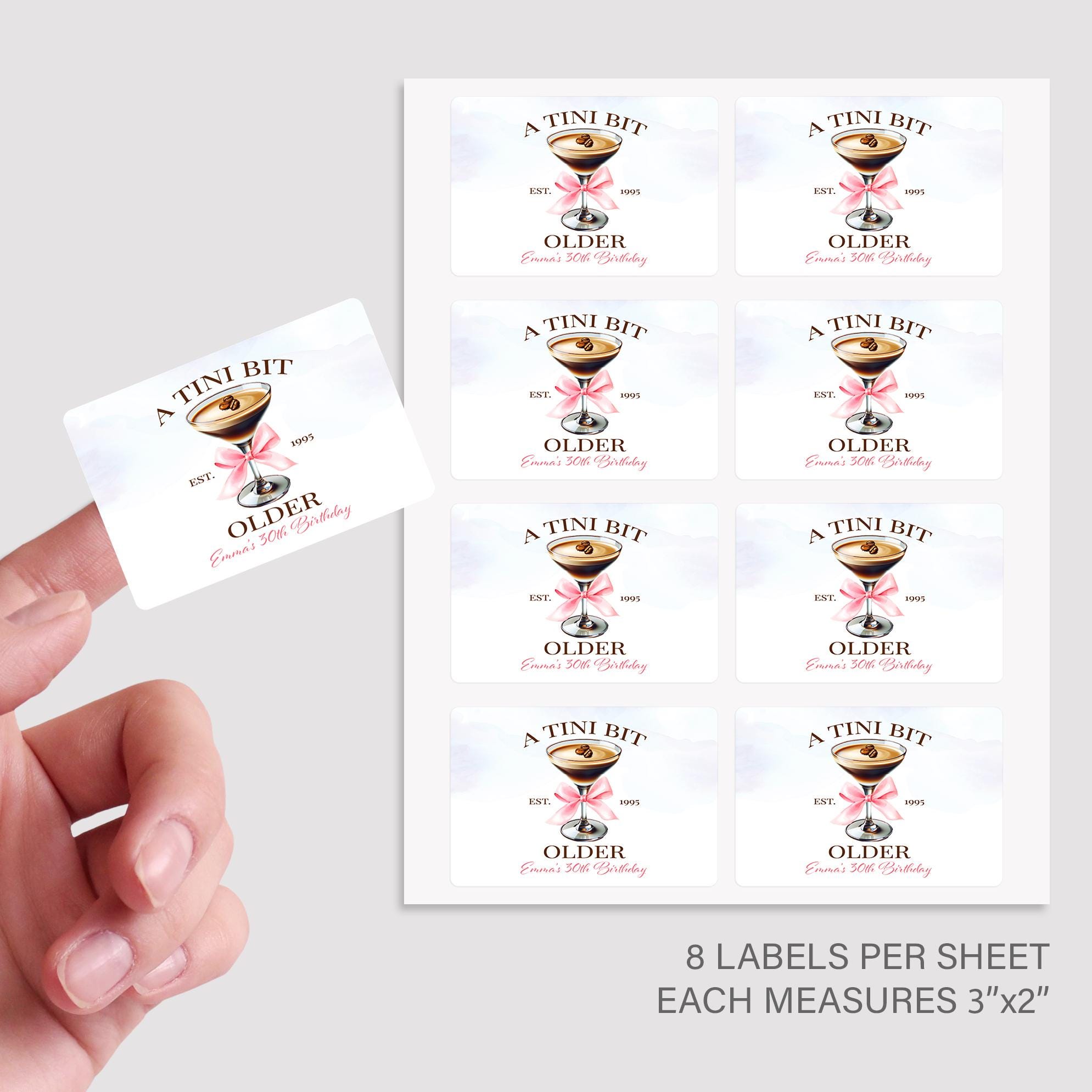 A Tini Bit Older Mini Liquor Bottle Labels, Espresso Martini Birthday ...