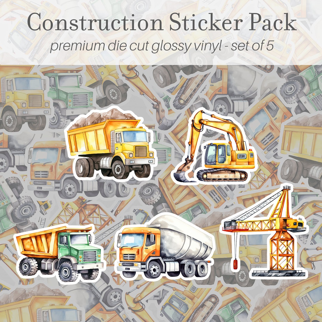 Under Construction Sticker Pack of 5, Vinyl Stickers, Cute Dump Truck ...