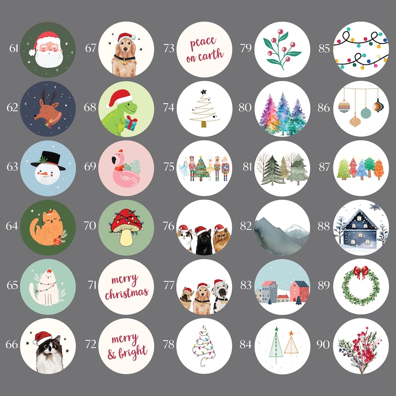 Round Christmas Stickers, Pink Christmas Envelope Seals Sticker ...