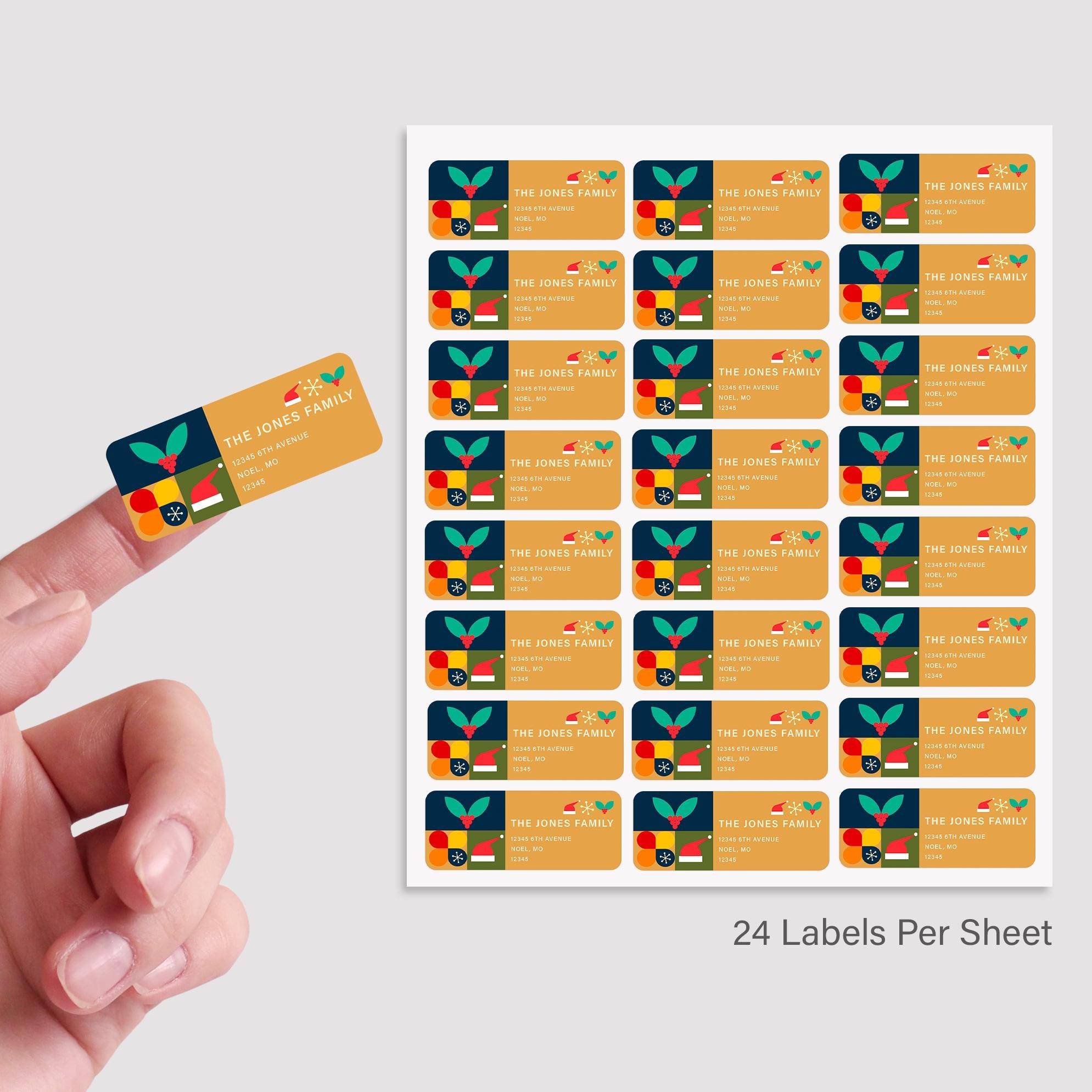 Personalized Christmas Address Labels, Modern Art Deco Holiday Envelope ...