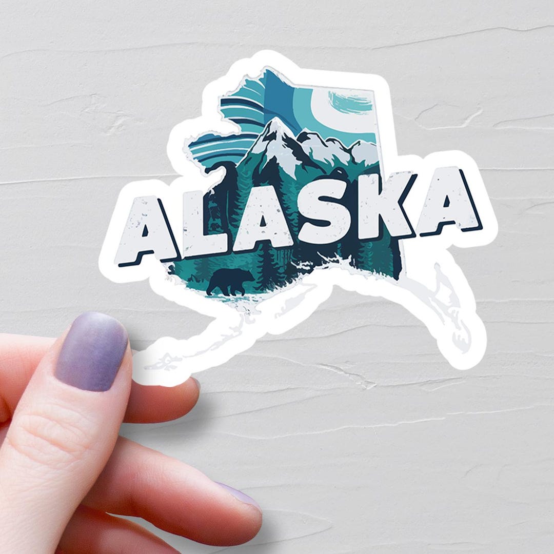 Alaska Sticker, Vinyl Stickers, Travel Stickers, Alaska Map Sticker ...