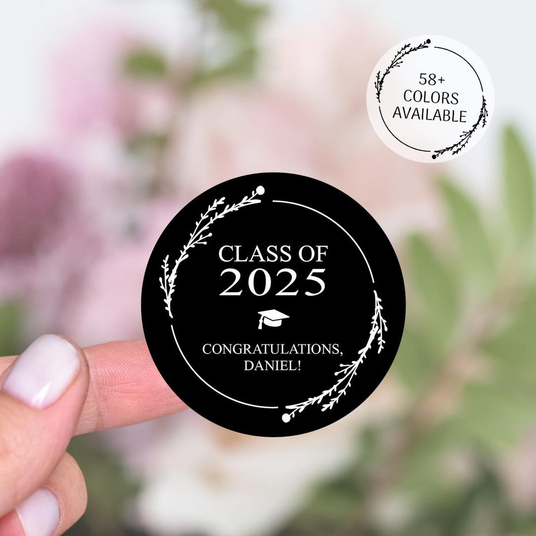 Round Graduation Stickers, Vinyl Graduation Party Favors Labels ...