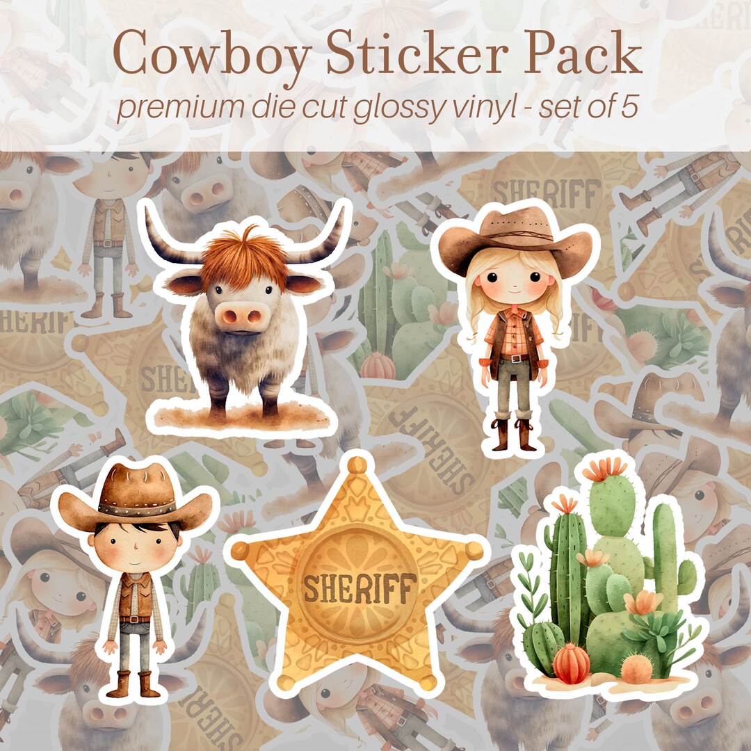Western Sticker Pack of 5, Vinyl Stickers, Water Bottle Sticker, Laptop ...