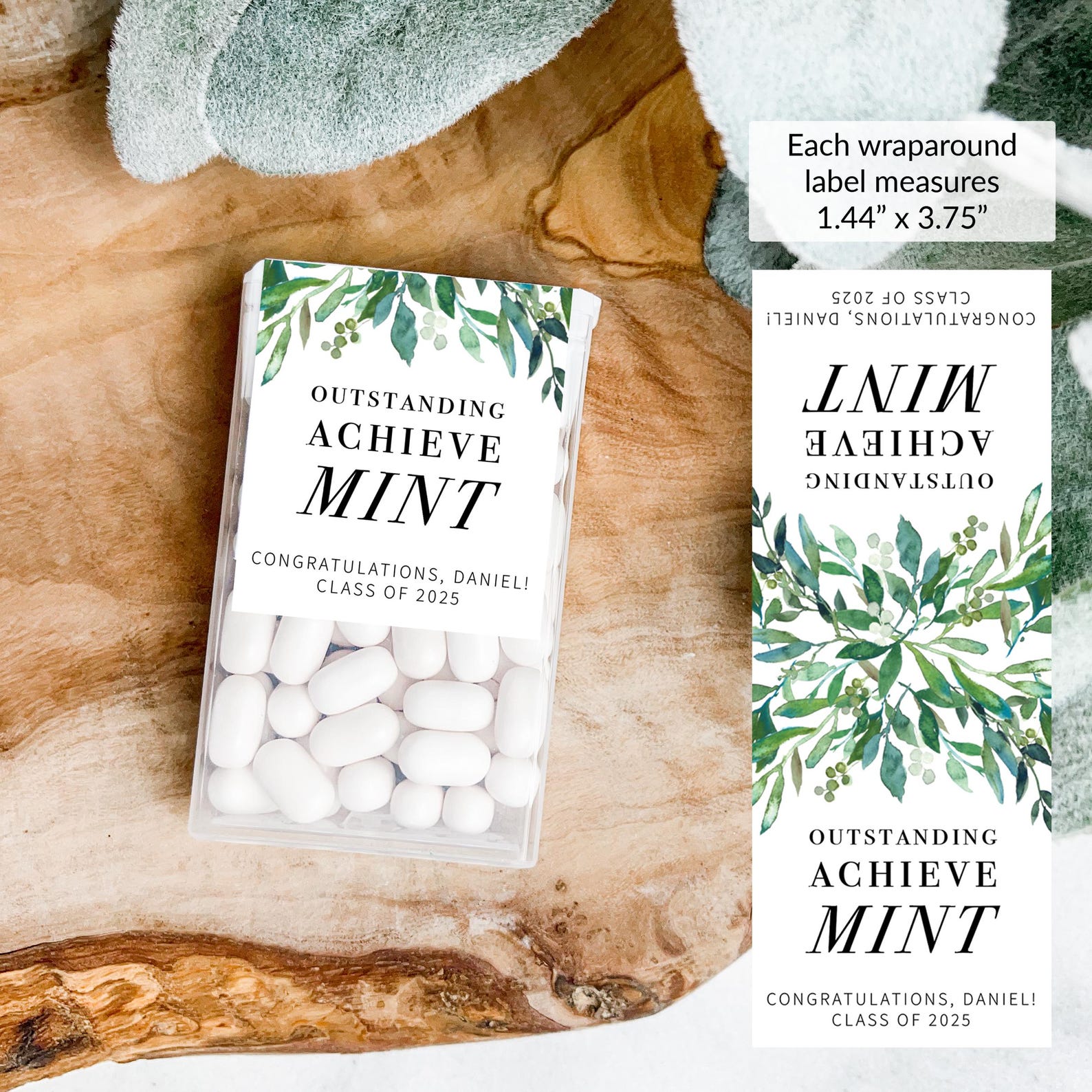 Graduation Party Favors Labels for Mints, Greenery Achievemint Stickers ...