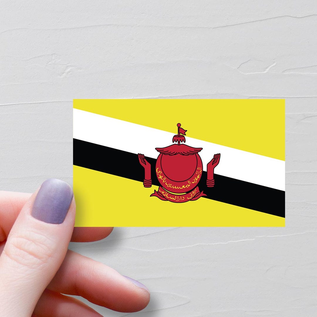 Bruneian Flag Sticker, Vinyl Travel Stickers, Flag of Brunei Sticker ...