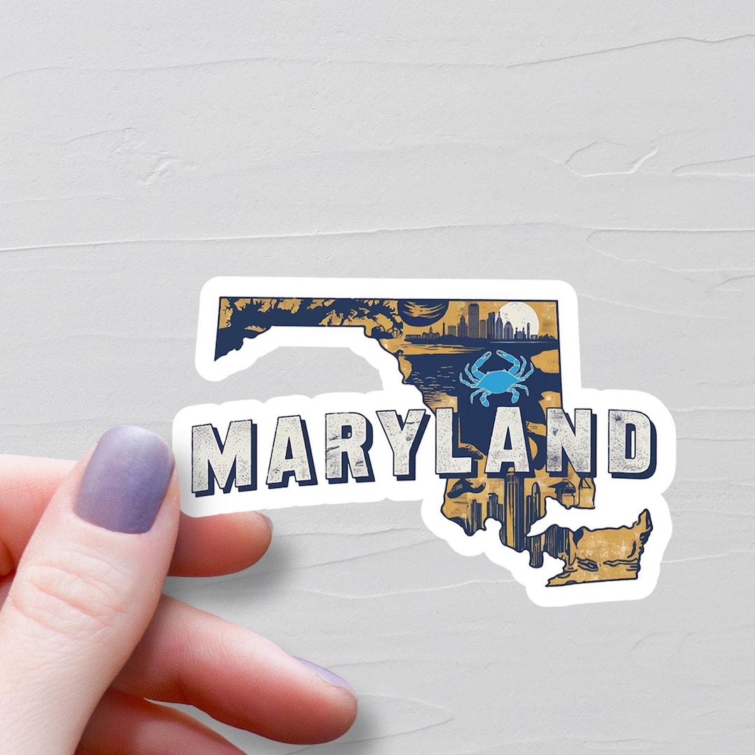 Maryland Sticker, Vinyl Stickers, Travel Stickers, Maryland Map Sticker ...