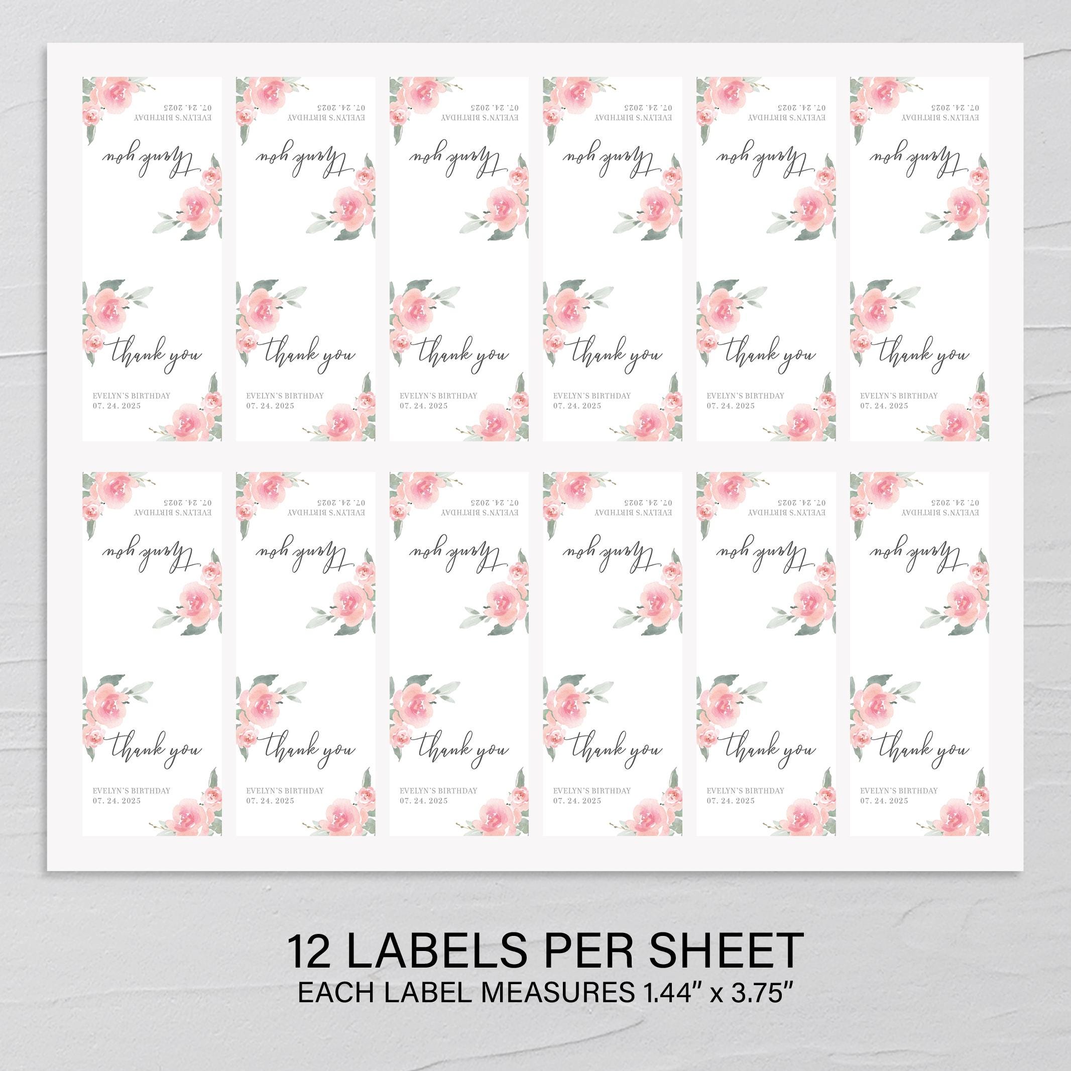 Pink Floral Birthday Party Favor Labels for Mints, Mint Birthday ...