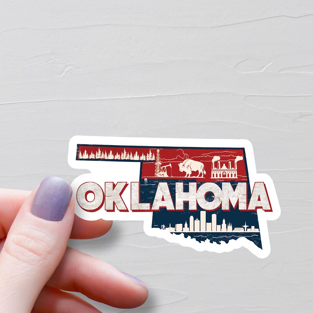 Oklahoma Sticker, Vinyl Stickers, Travel Stickers, Oklahoma Map Sticker ...