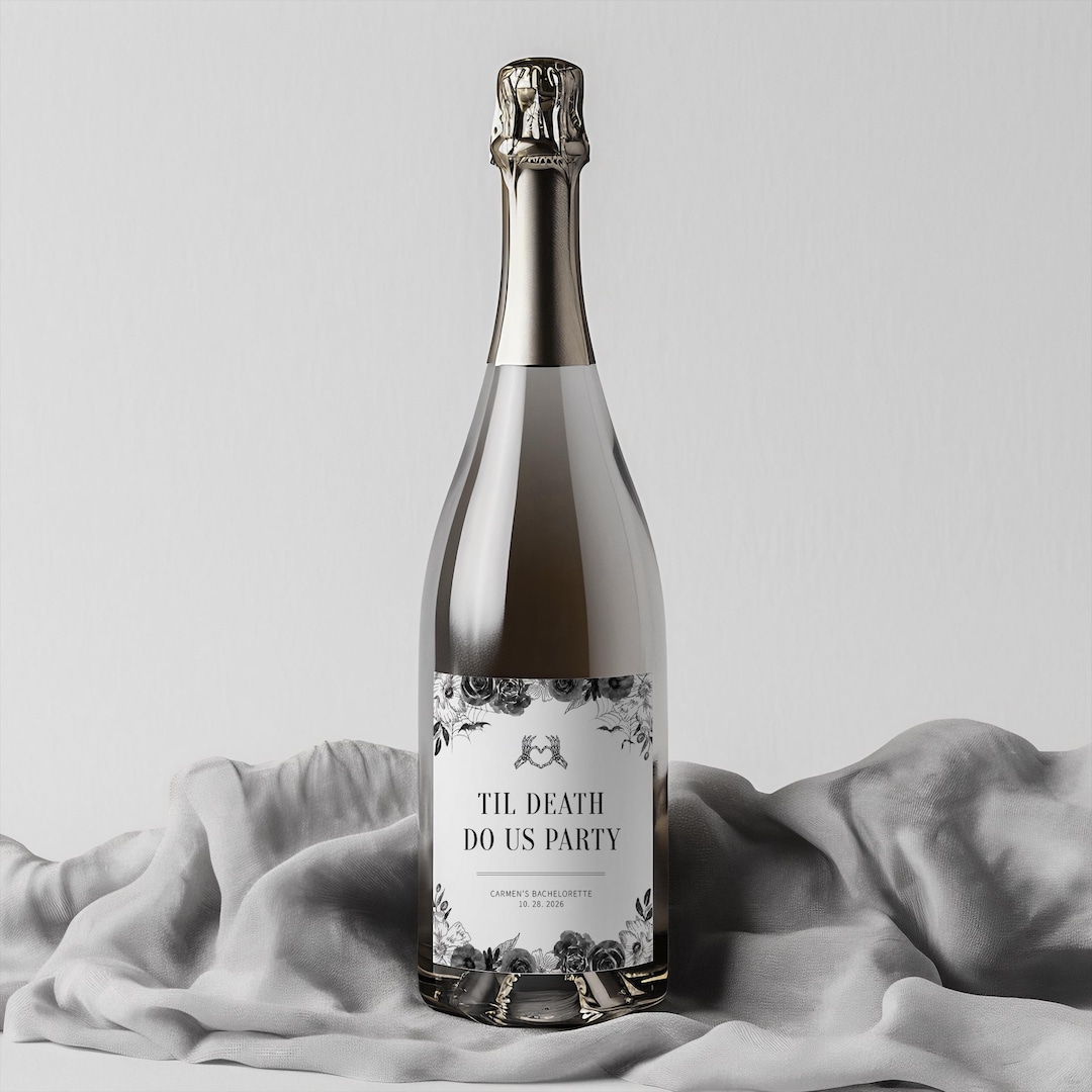 Gothic Bachelorette Wine Bottle Labels, Til Death Do Us Party ...