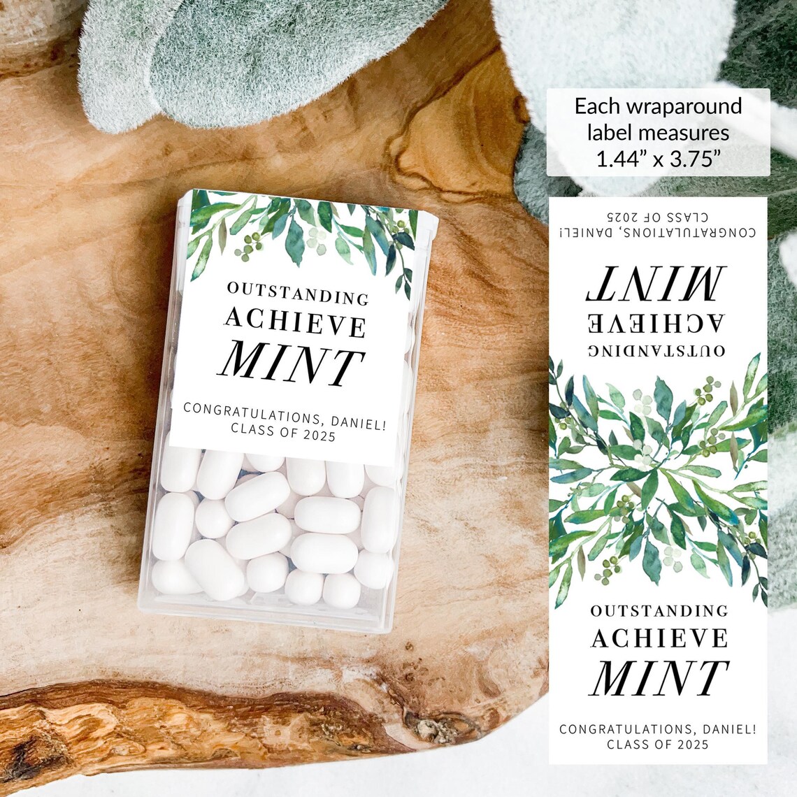 Graduation Party Favors Labels for Mints, Greenery Achievemint Stickers ...