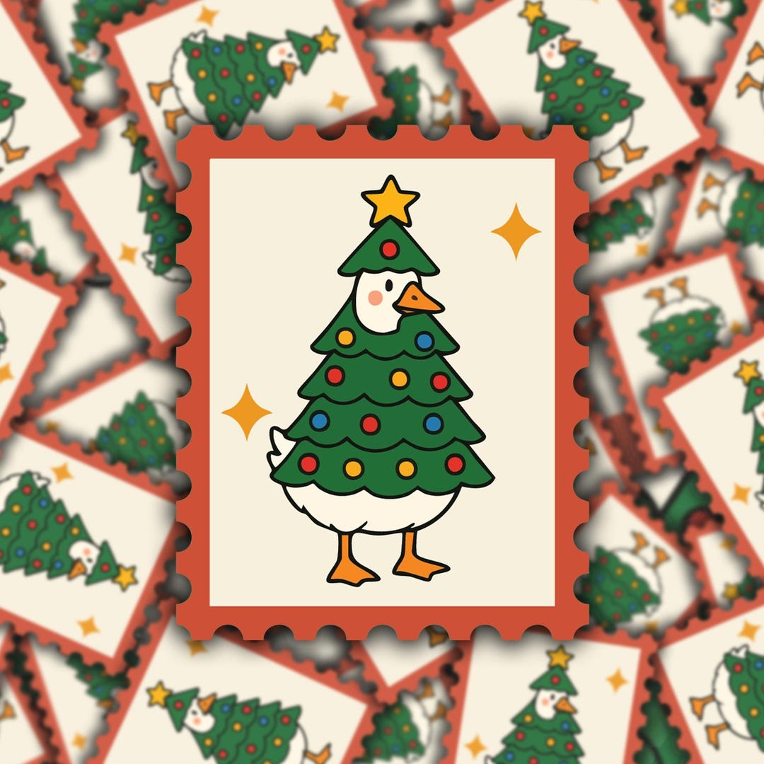 Christmas Tree Silly Goose Sticker Funny Holiday Goose Sticker Cute ...