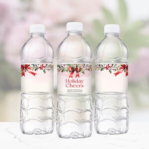 Christmas Water Bottle Labels, Custom Water Bottle Labels, Coquette ...