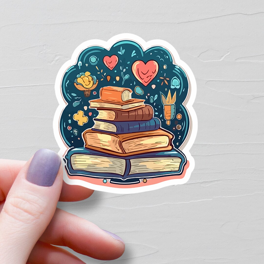 Book Stack Sticker, Vinyl Stickers, Book Lover Gift, Book Stickers ...