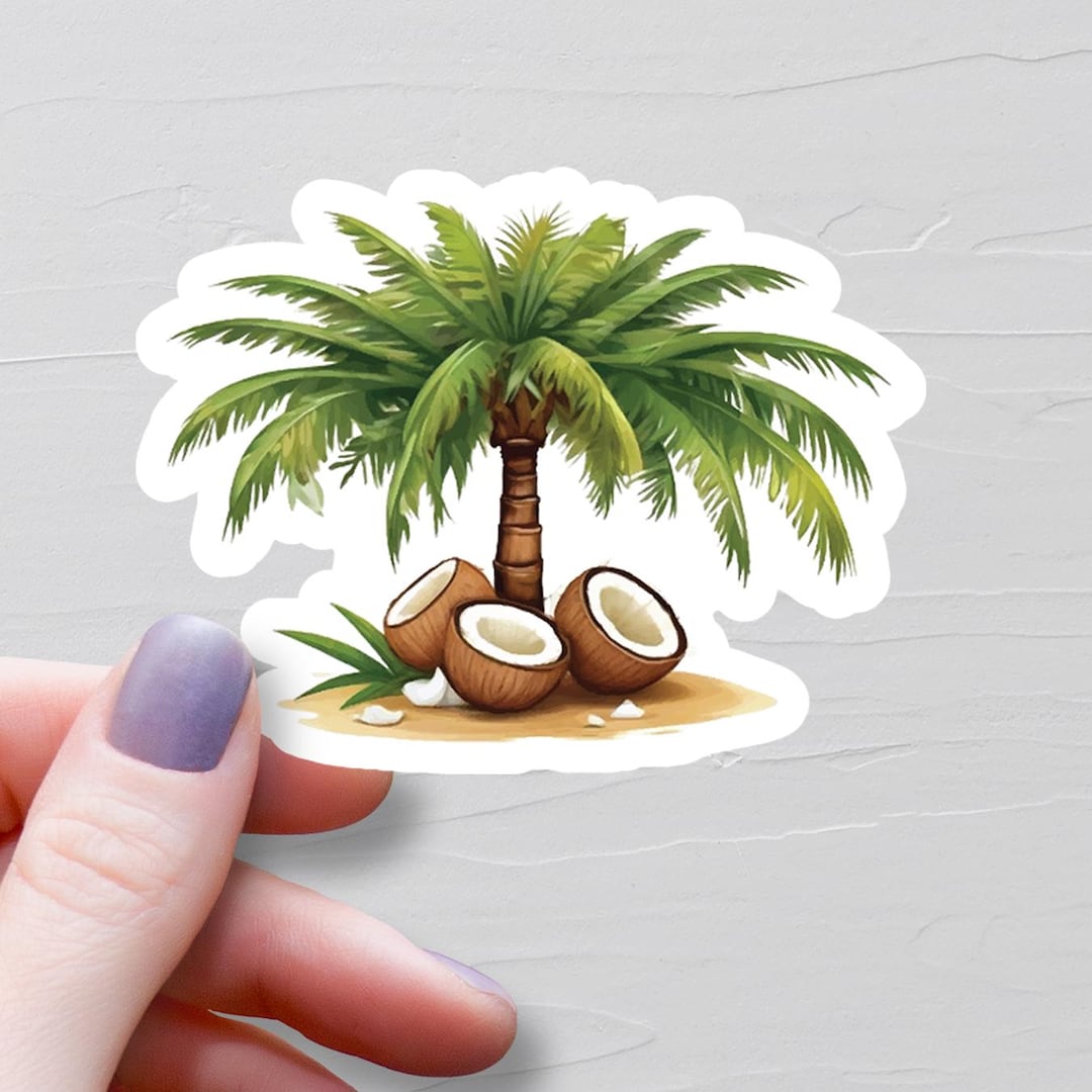 Coconut Tree Sticker, Vinyl Stickers, Tropical Vacation Stickers, Viral ...