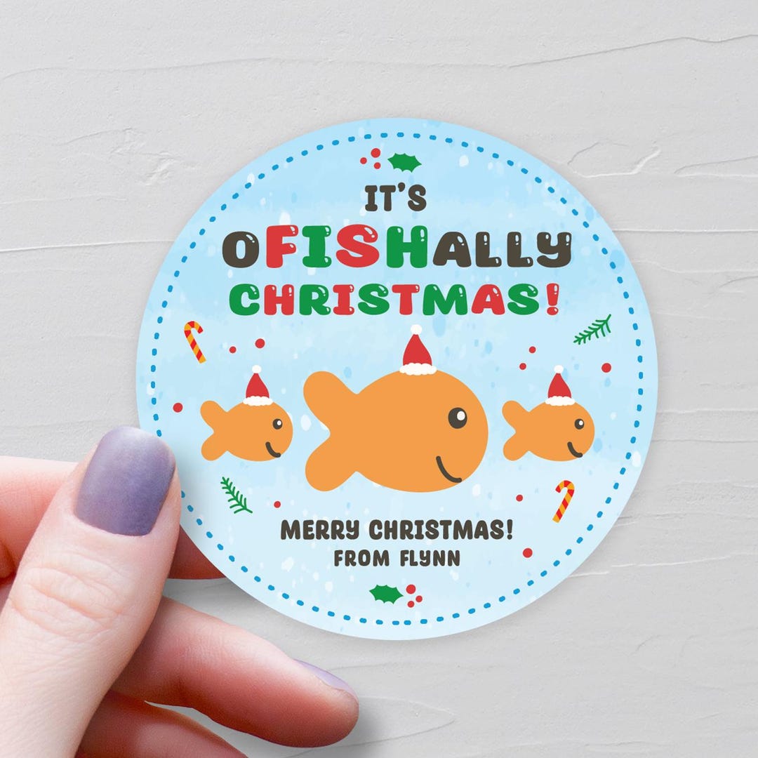 Personalized Christmas Fish Cracker Stickers for Kids Goldfish Snack ...