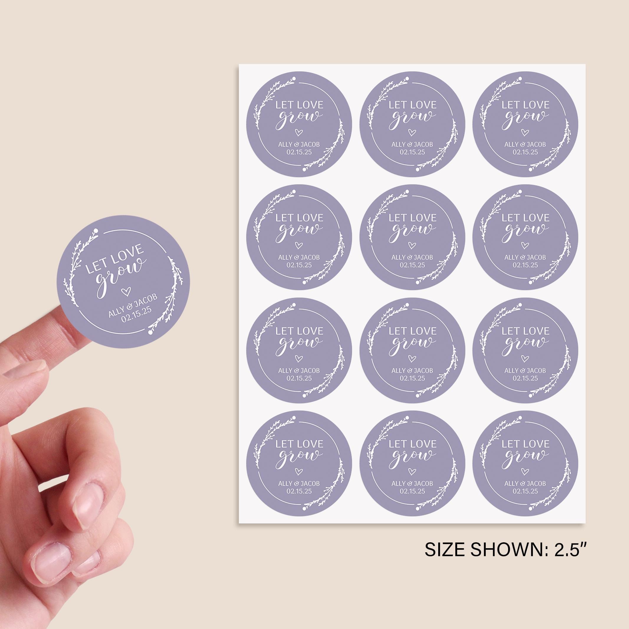 Let Love Grow Stickers, Vinyl Stickers Wedding, Personalized Succulent ...