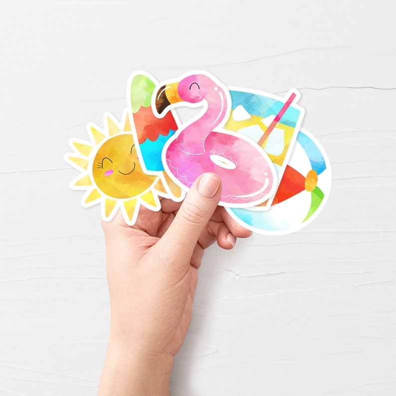 Summer Pool Party Sticker Pack of 5, Vinyl Stickers, Cute Summer ...