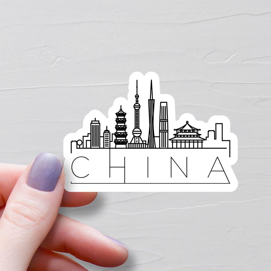 China Sticker, Vinyl Travel Stickers, Chinese Landmarks Skyline, Asia ...