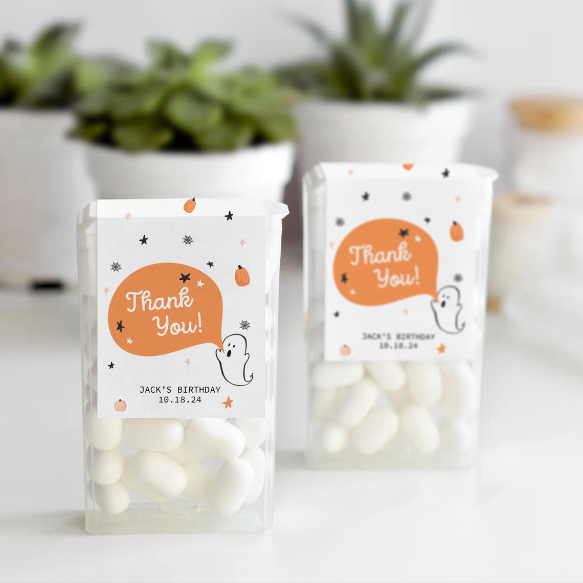 Halloween Birthday Party Favor Labels for Mints, Cute Halloween Ghost ...
