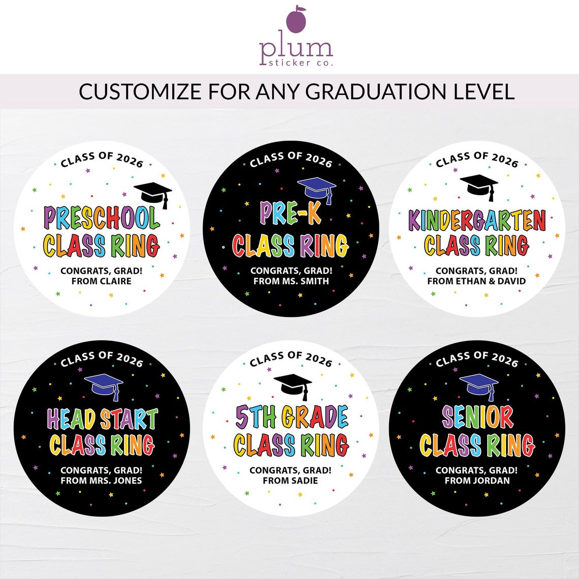 Kindergarten Class Ring Sticker, Prek Graduation Party Favors ...
