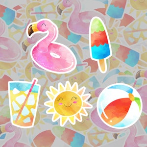 Summer Pool Party Sticker Pack of 5, Vinyl Stickers, Cute Summer ...