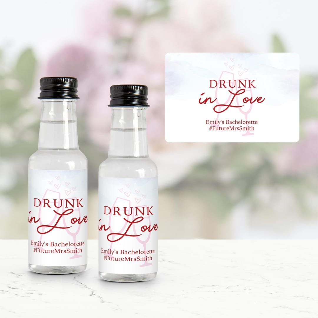 Drunk in Love Bachelorette Mini Liquor Bottle Labels, Valentines ...