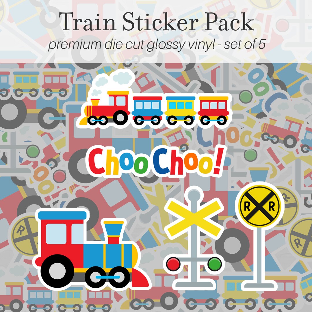 Train Sticker Pack of 5, Vinyl Stickers, Kids Train Decals, Cute ...