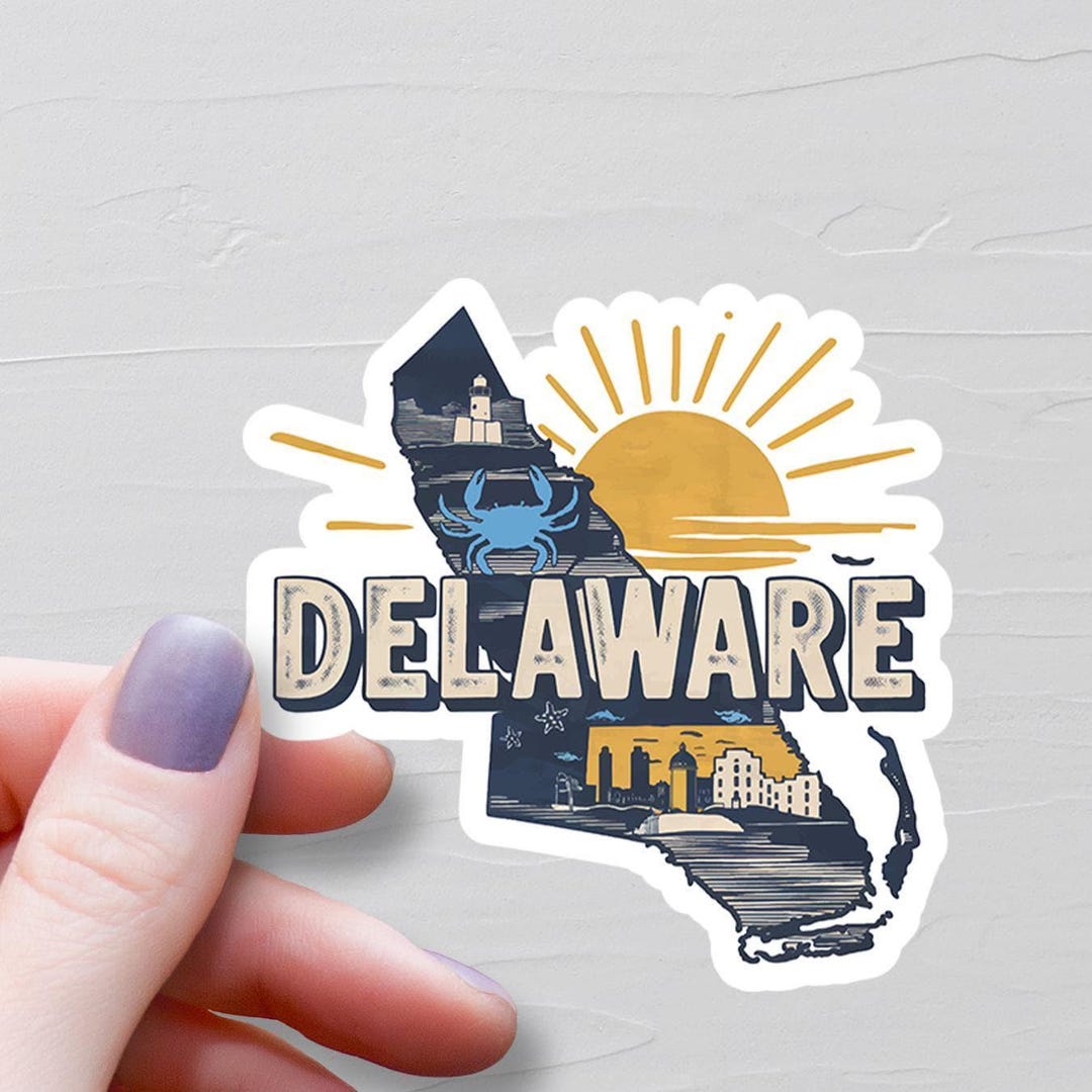 Delaware Sticker, Vinyl Stickers, Travel Stickers, Delaware Map Sticker ...