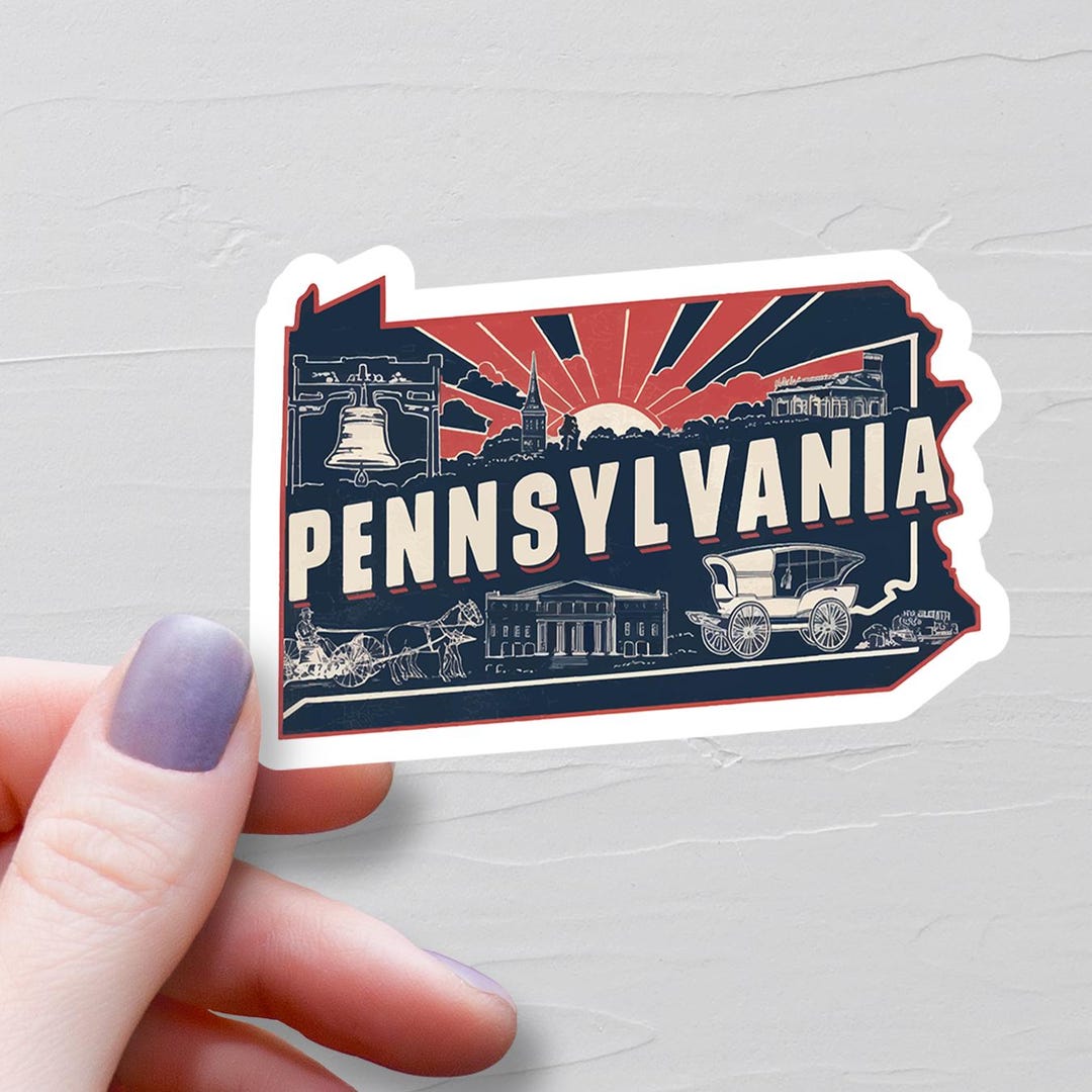 Pennsylvania Sticker, Vinyl Stickers, Travel Stickers, Pennsylvania Map ...