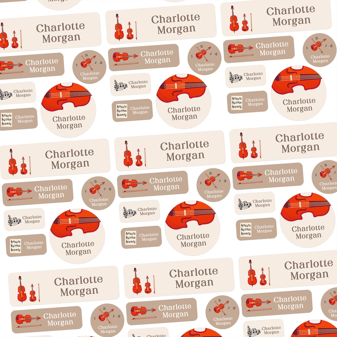 Violin Name Stickers for School Kids Teens Adults Custom Waterproof ...