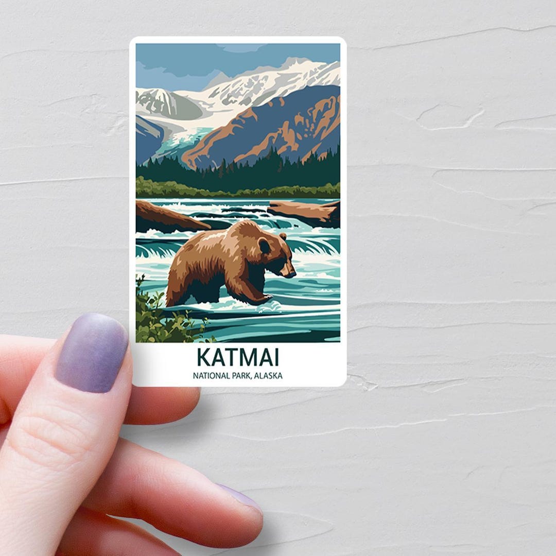 Katmai National Park Stickers, Vinyl Travel Stickers, USA National Park ...