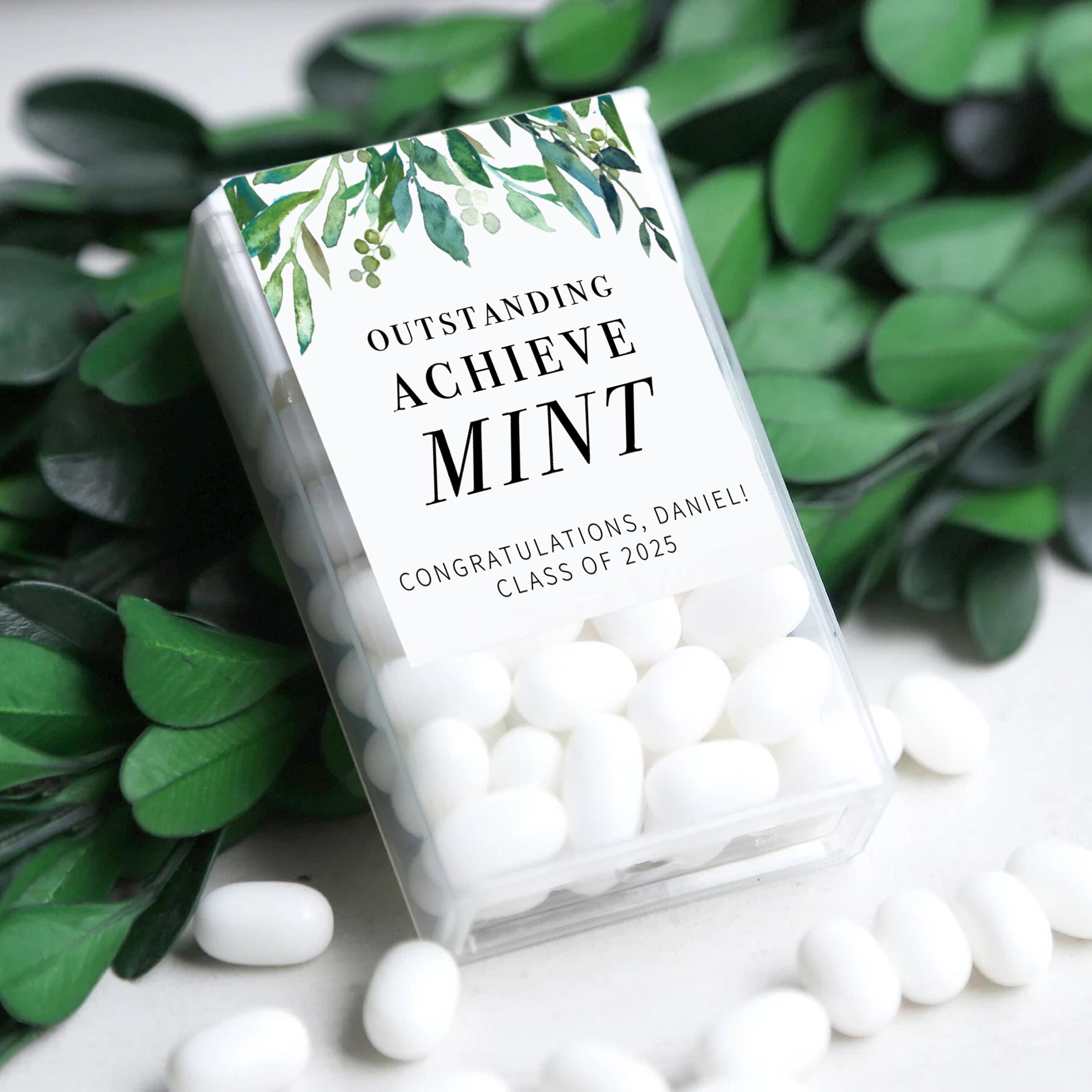 Graduation Party Favors Labels for Mints, Greenery Achievemint Stickers ...