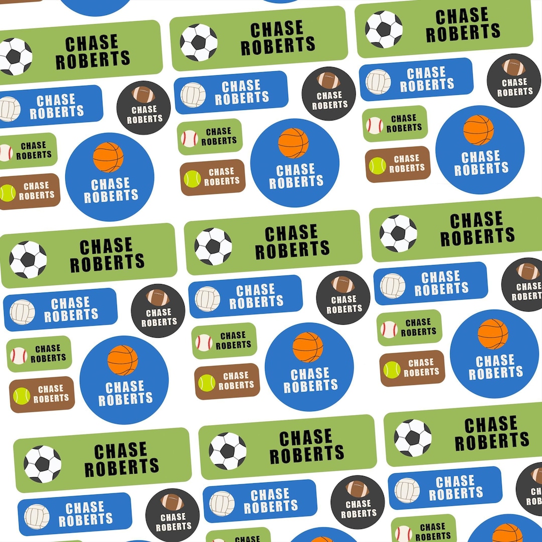 Custom Name Labels, Waterproof Name Stickers Vinyl, All Sports School ...