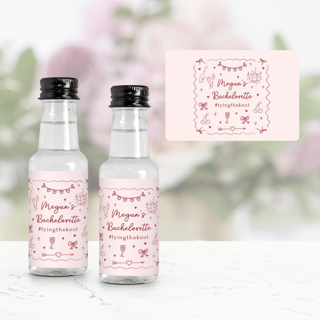Coquette Bachelorette Mini Liquor Bottle Labels, Mini Alcohol Bottle ...